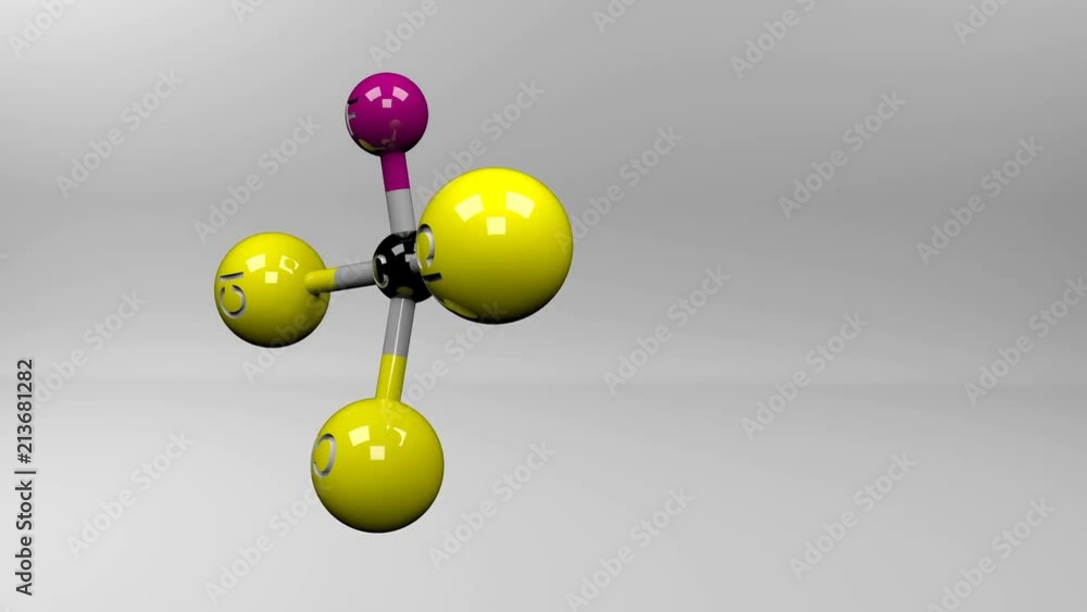 Chlorofluorocarbon molecule. Molecular structure of CFC-11 compound ...
