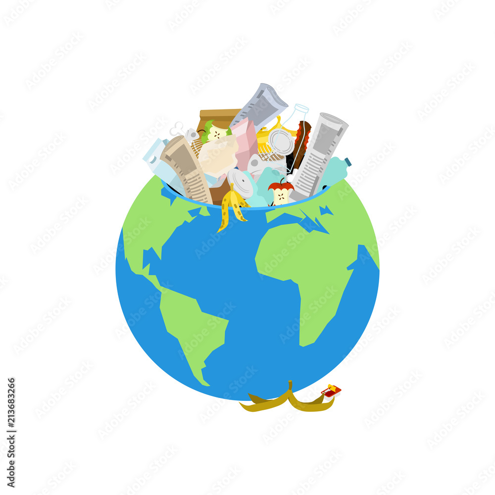 Earth garbage dump. Planet and garbage. scrapyard Vector illustration ...