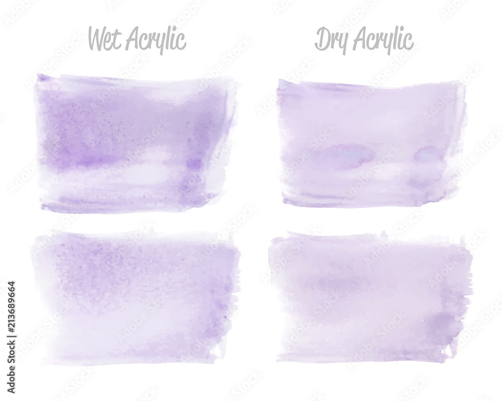 Vector violet paint smear stroke stain set. Abstract wet and dry ...