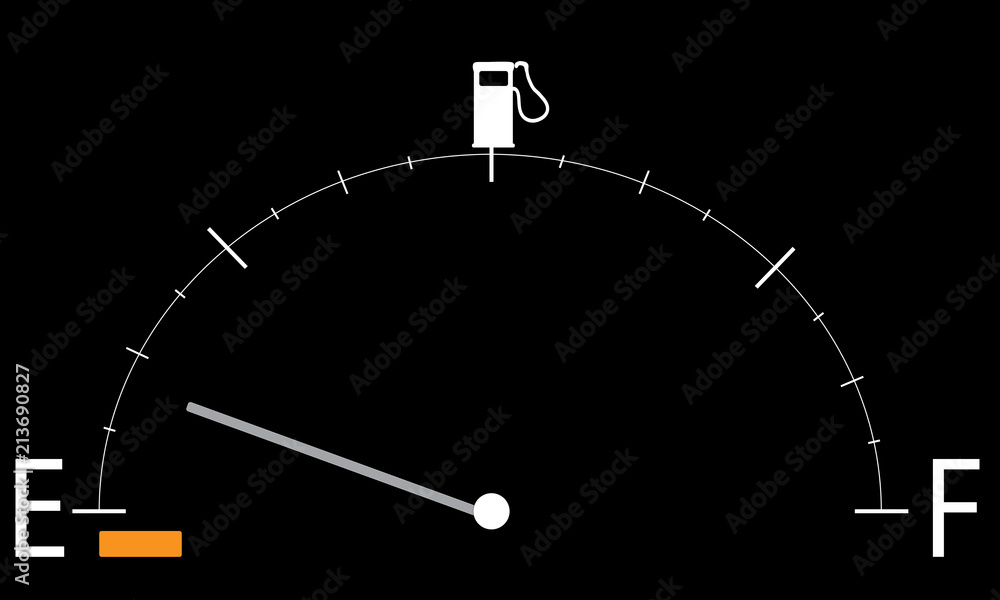 Illustrated gas gauge with low fuel vector de Stock | Adobe Stock