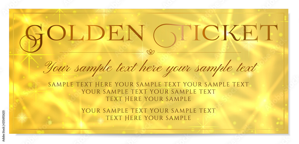 Golden ticket, Gold ticket (tear-off) vector template design with star ...