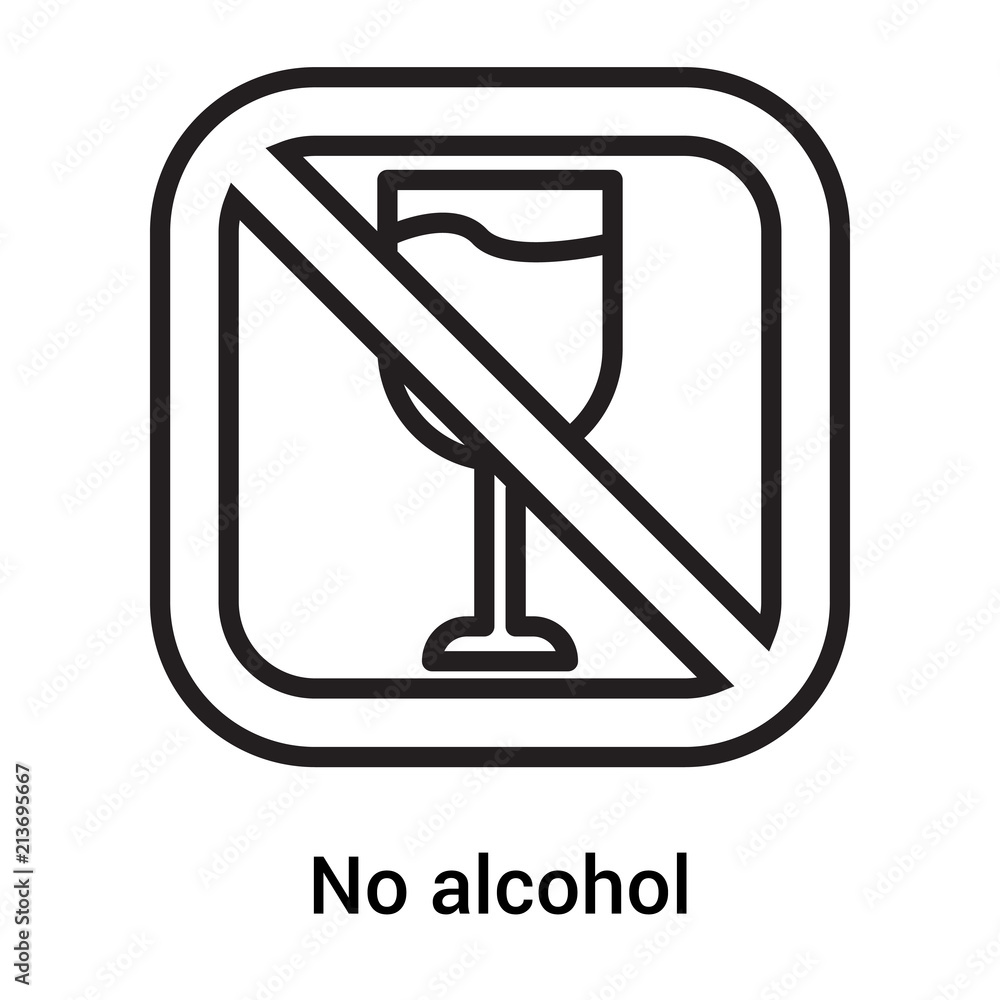 No alcohol icon vector sign and symbol isolated on white background, No alcohol logo concept ...