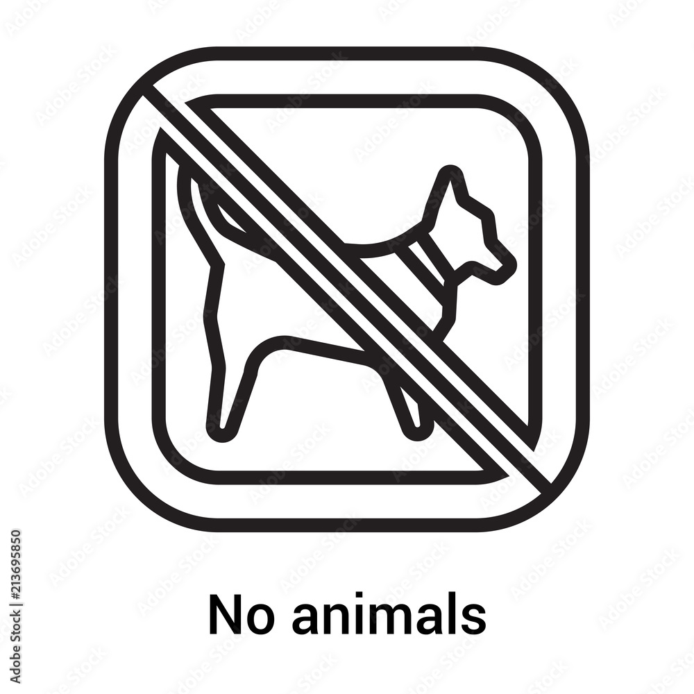 No animals icon vector sign and symbol isolated on white background, No ...