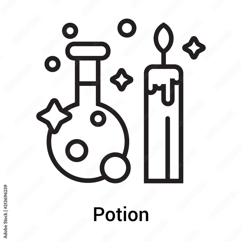 Potion icon vector sign and symbol isolated on white background, Potion ...