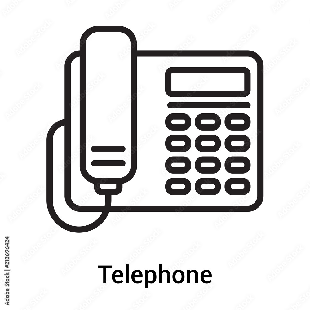 Telephone icon vector sign and symbol isolated on white background ...