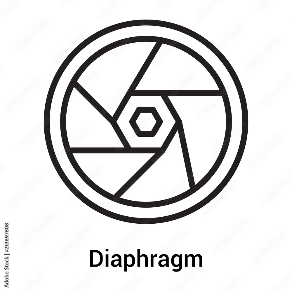 Diaphragm icon vector sign and symbol isolated on white background ...