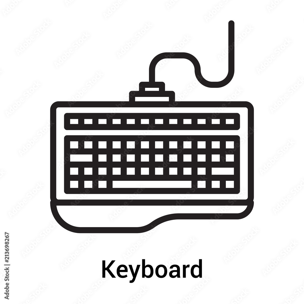 Keyboard icon vector sign and symbol isolated on white background ...