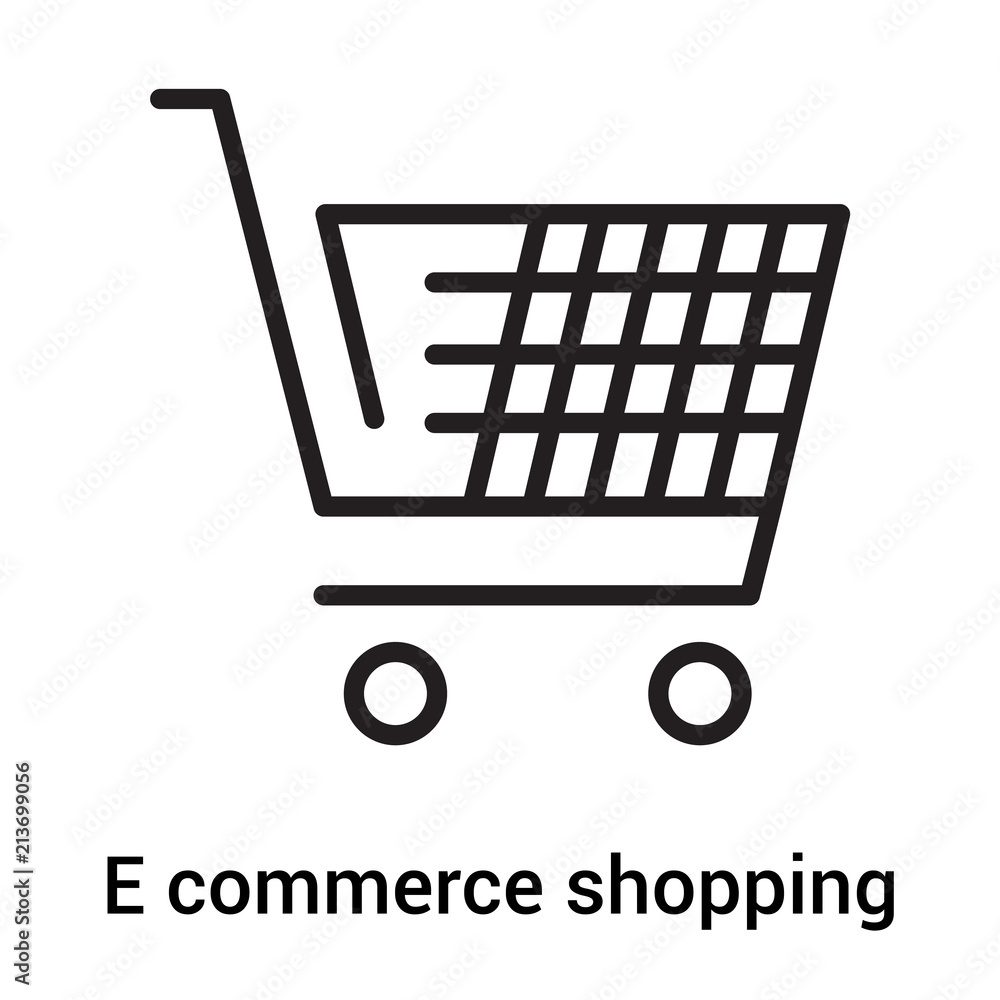 E commerce shopping cart tool icon vector sign and symbol isolated on ...