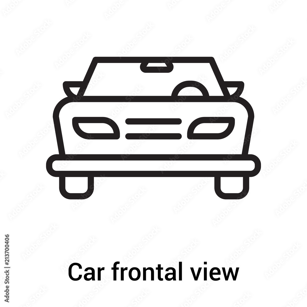 Car frontal view icon vector sign and symbol isolated on white ...