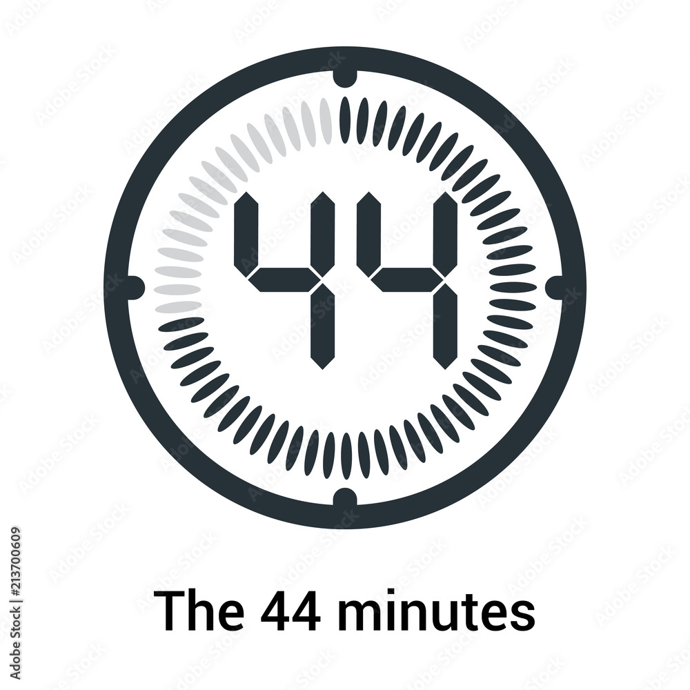 The 44 minutes icon isolated on white background, clock and watch ...