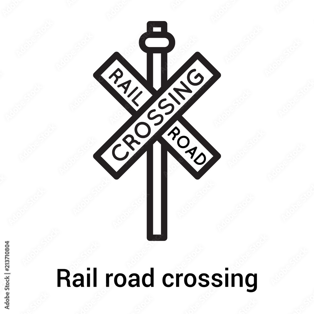 Rail road crossing cross signal icon vector sign and symbol isolated on ...