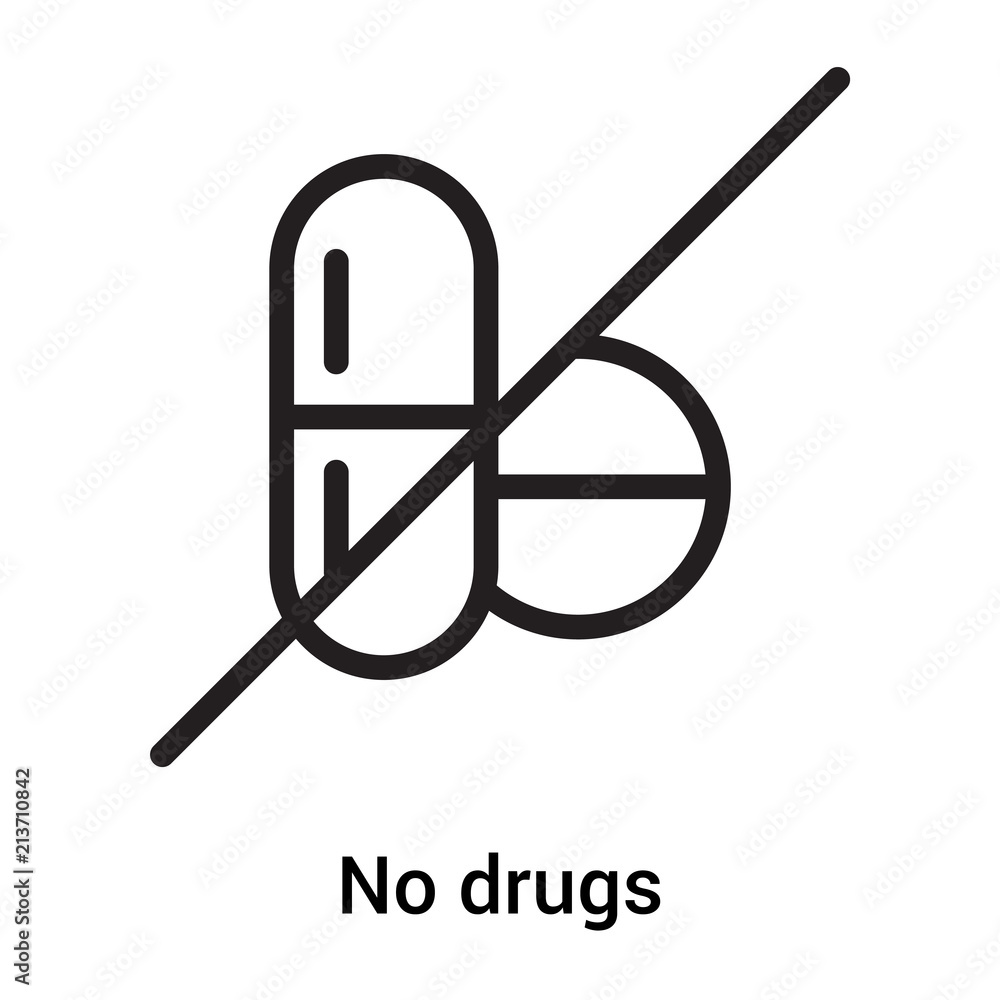 No drugs icon vector sign and symbol isolated on white background, No ...