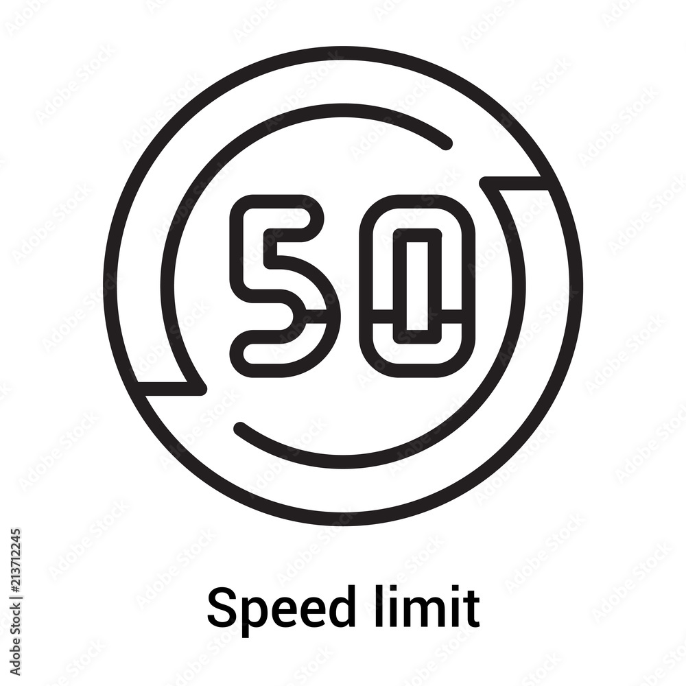 Speed limit icon vector sign and symbol isolated on white background ...