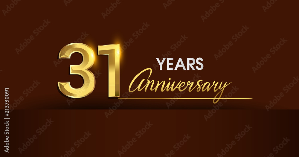 31 years anniversary celebration logotype. anniversary logo with golden ...