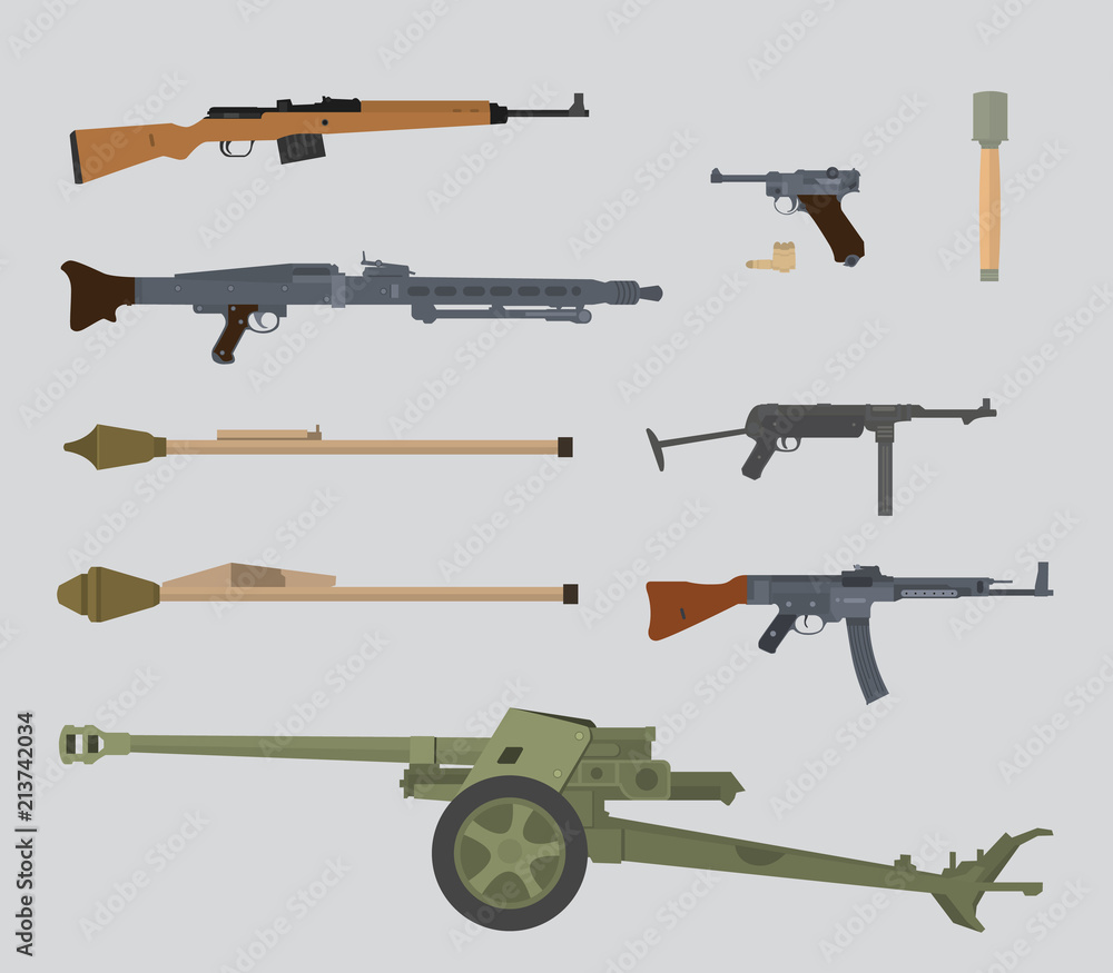german ww2 gun collection vector illustration Stock Vector | Adobe Stock