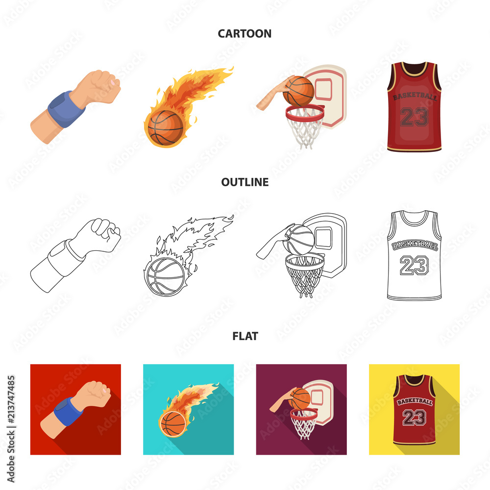 Basketball and attributes cartoon,outline,flat icons in set collection ...