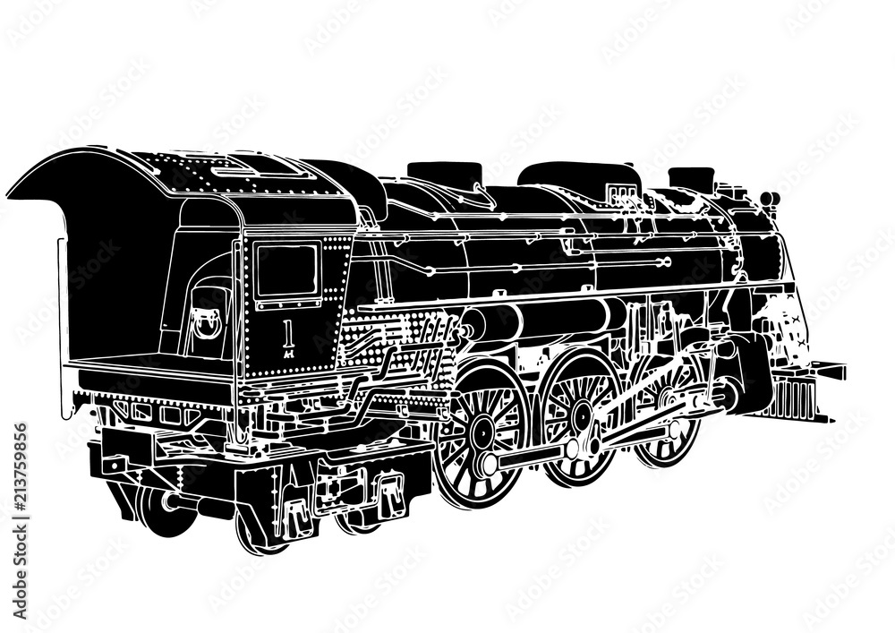 silhouette retro steam engine vector Stock Vector | Adobe Stock
