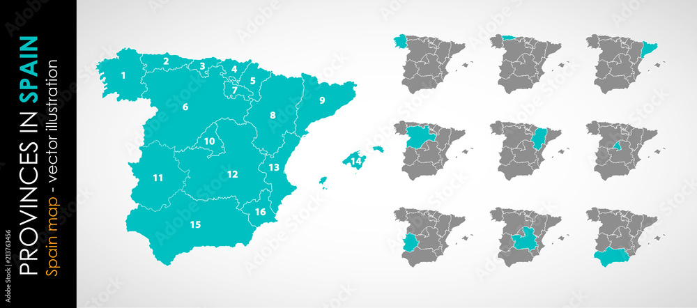 Vector map of Spain and provinces Stock Vector | Adobe Stock