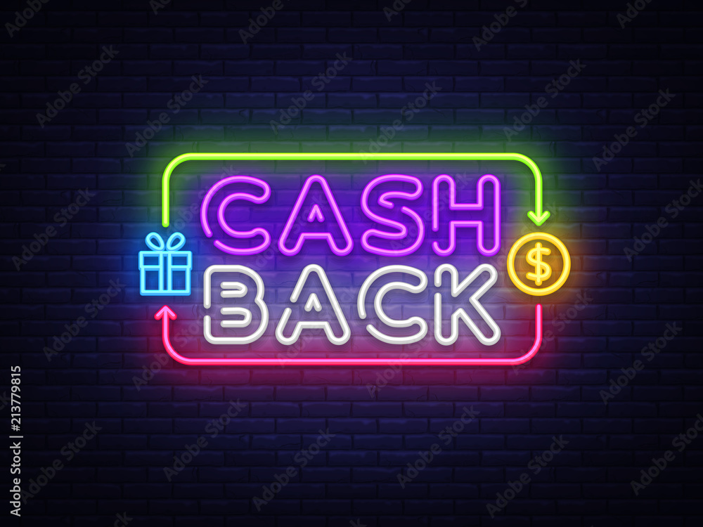 Cash Back sign vector design template. Cash Back symbols neon logo ...
