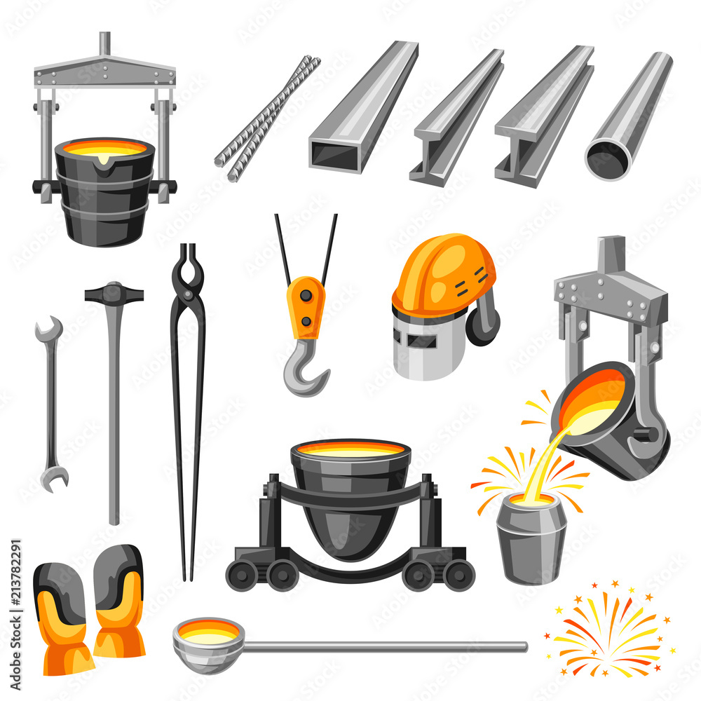 Metallurgical symbols set. Stock Vector | Adobe Stock