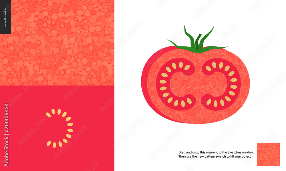 Food patterns, summer - vegetable fruit, tomato texture, small half of ...