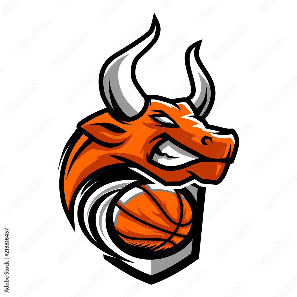 Basketball Bull Team Logo Stock Vector | Adobe Stock