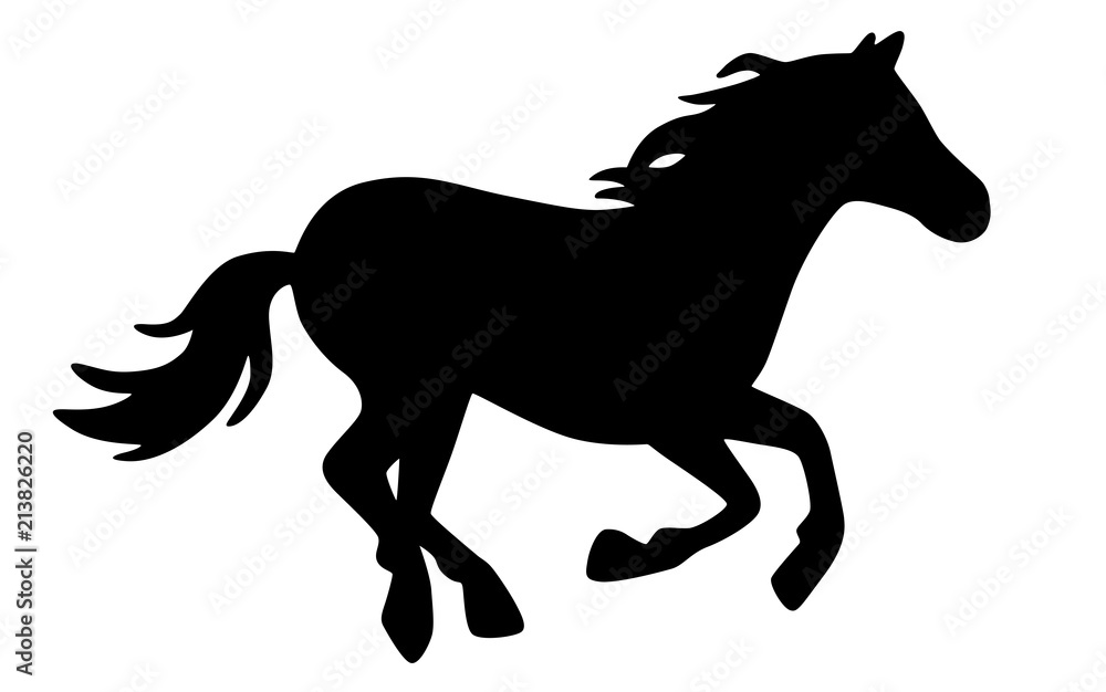 Galoppierendes Pferd / Vektor, schwarz-weiß, freigestellt Stock Vector ...