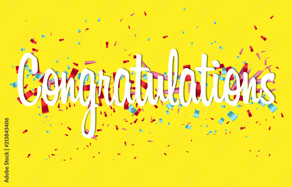 Colorful Congratulations banner , isolated on transparent background ...