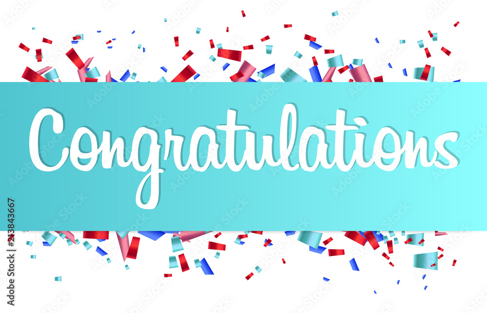 Colorful Congratulations banner , isolated on transparent background ...