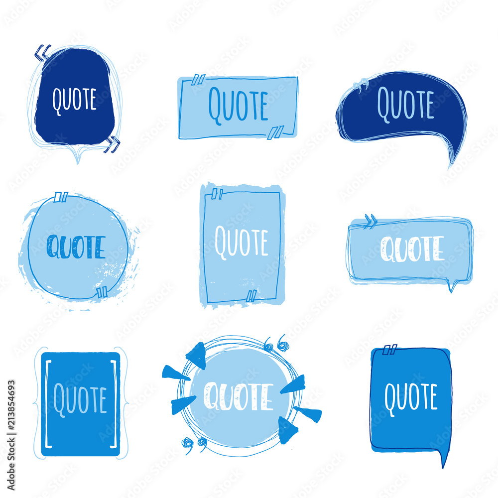vector set of quote template with text and ink scribbles on yellow or ...