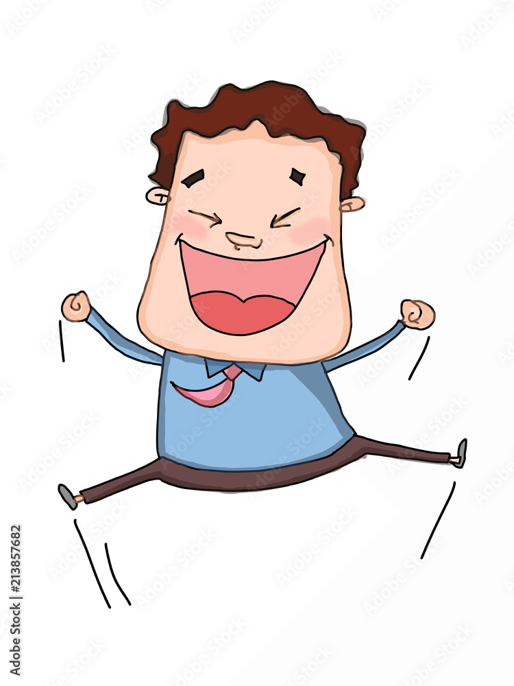 Happy Cartoon Man Jumping