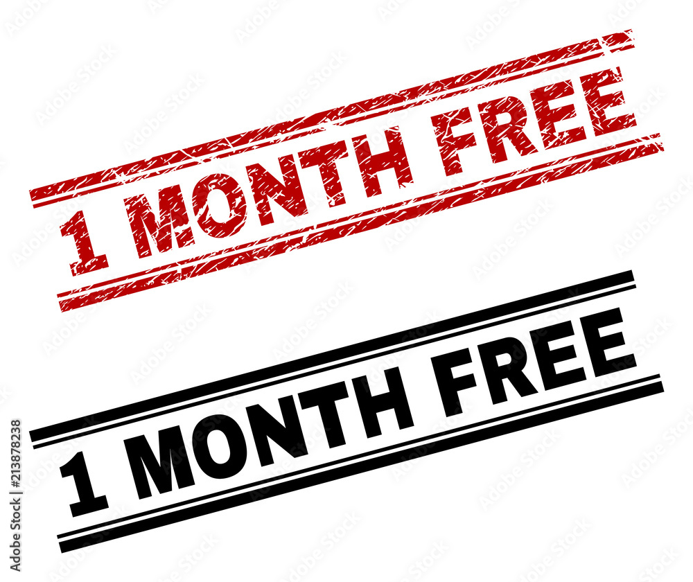 Vecteur Stock 1 MONTH FREE stamp seal print with red grunge and clean ...