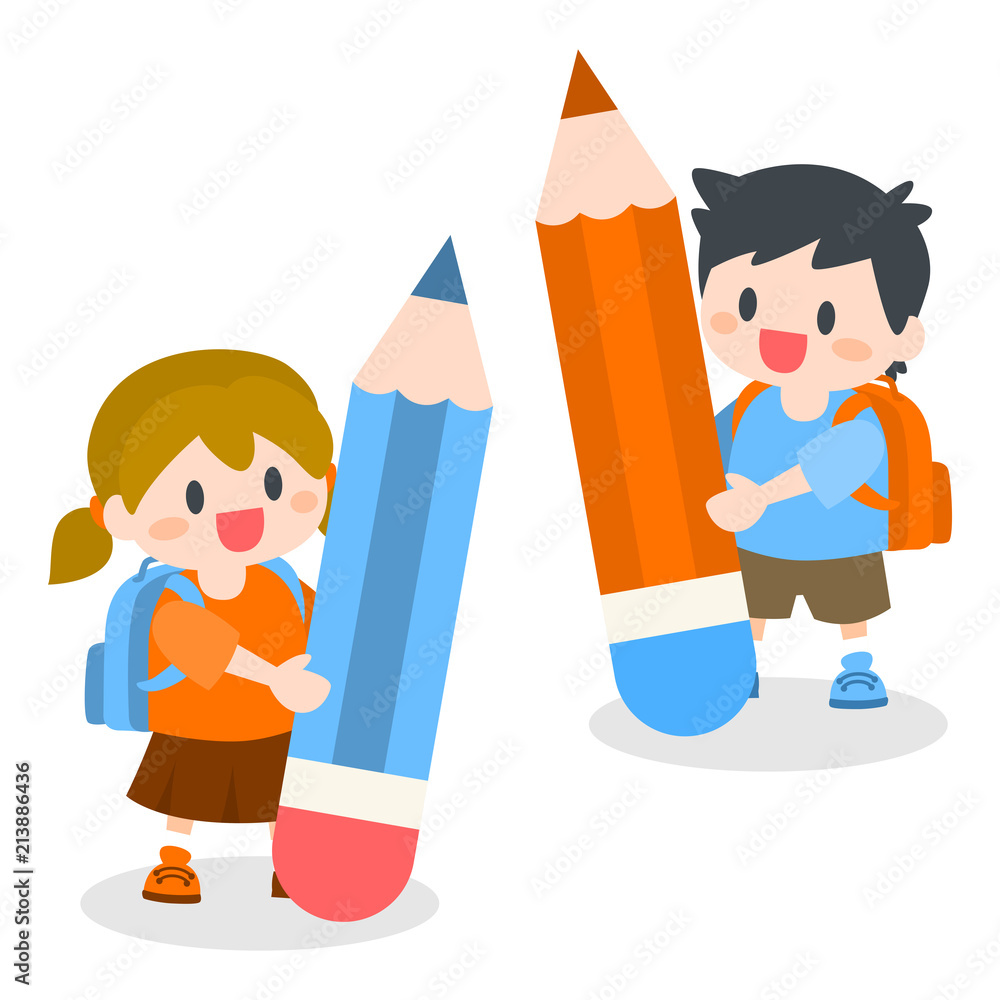 Child Holding Pencil Clipart Image
