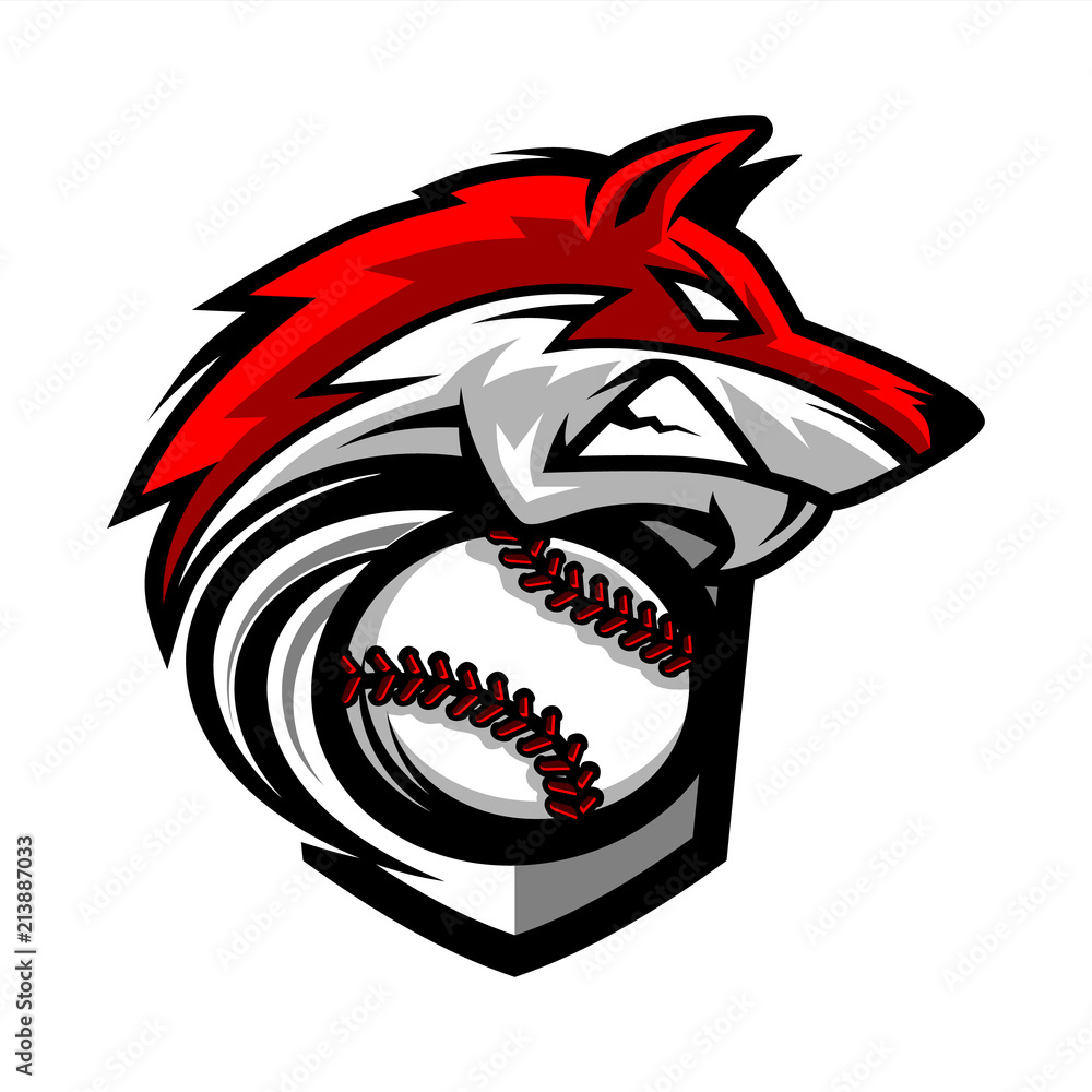 Baseball Wolf Team Logo Stock Vector | Adobe Stock
