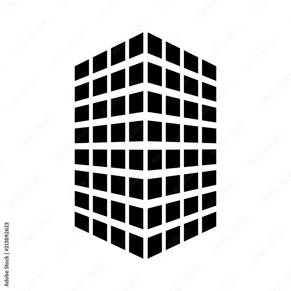 Modern glass office building or corporate headquarters flat vector icon ...