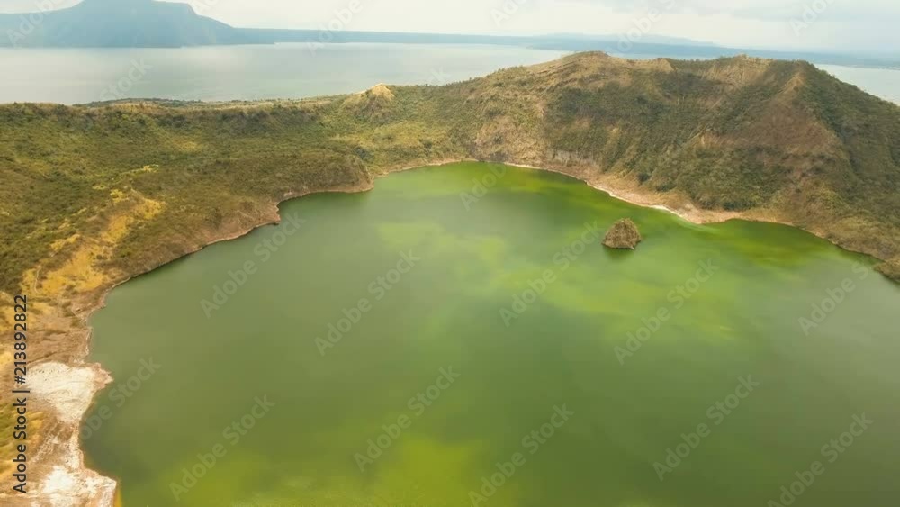 Aerial view Lake crater at Taal Volcano on Luzon Island North of Manila ...
