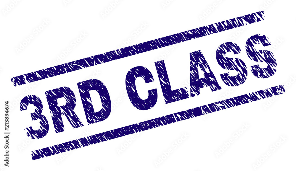 3RD CLASS stamp seal watermark with grunge style. Blue vector rubber ...
