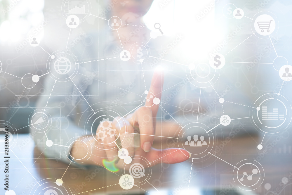 Template for text, Virtual screen Background with icons. Business ...