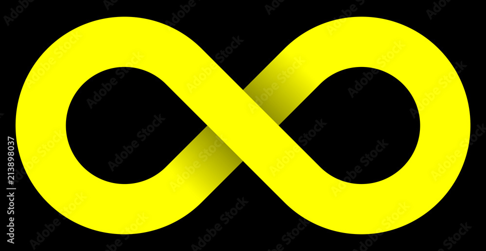 infinity symbol yellow - simple with shadow - isolated - vector Stock ...