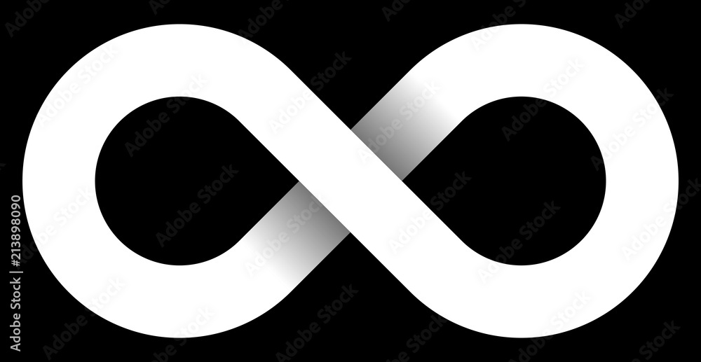 infinity symbol white - simple with shadow - isolated - vector Stock ...