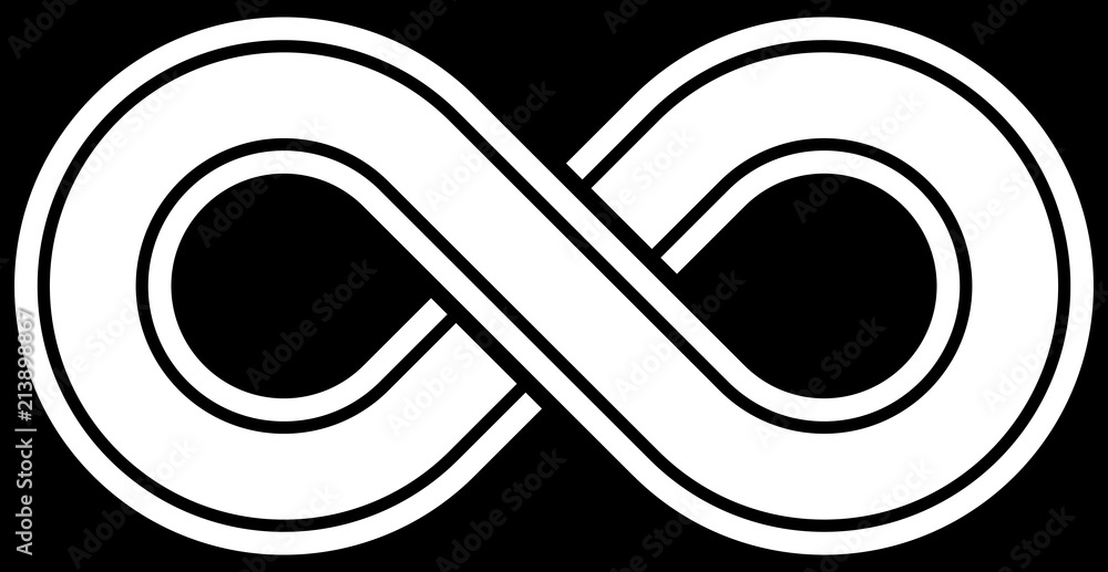 infinity symbol white - outlined with discontinuation - isolated ...