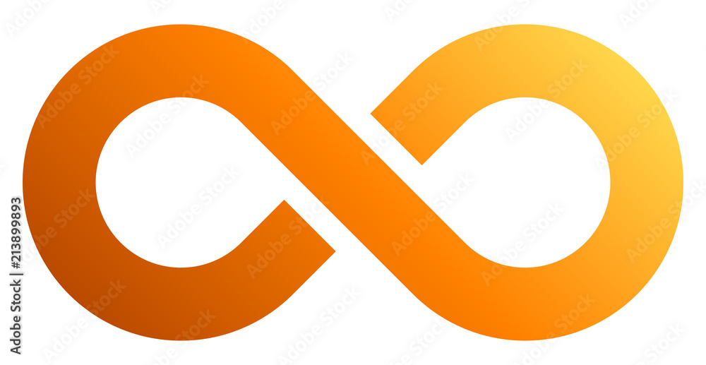 infinity symbol orange - gradient with discontinuation - isolated ...