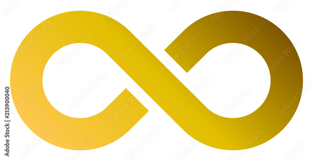 infinity symbol golden - gradient with discontinuation - isolated ...
