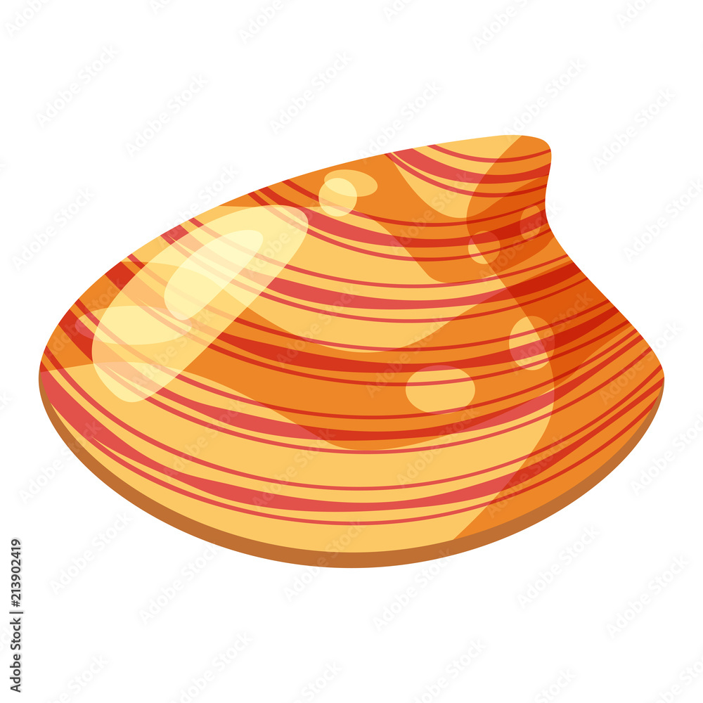 Cute bright cartoon seashell icon. Colorful shellfish symbol isolated ...