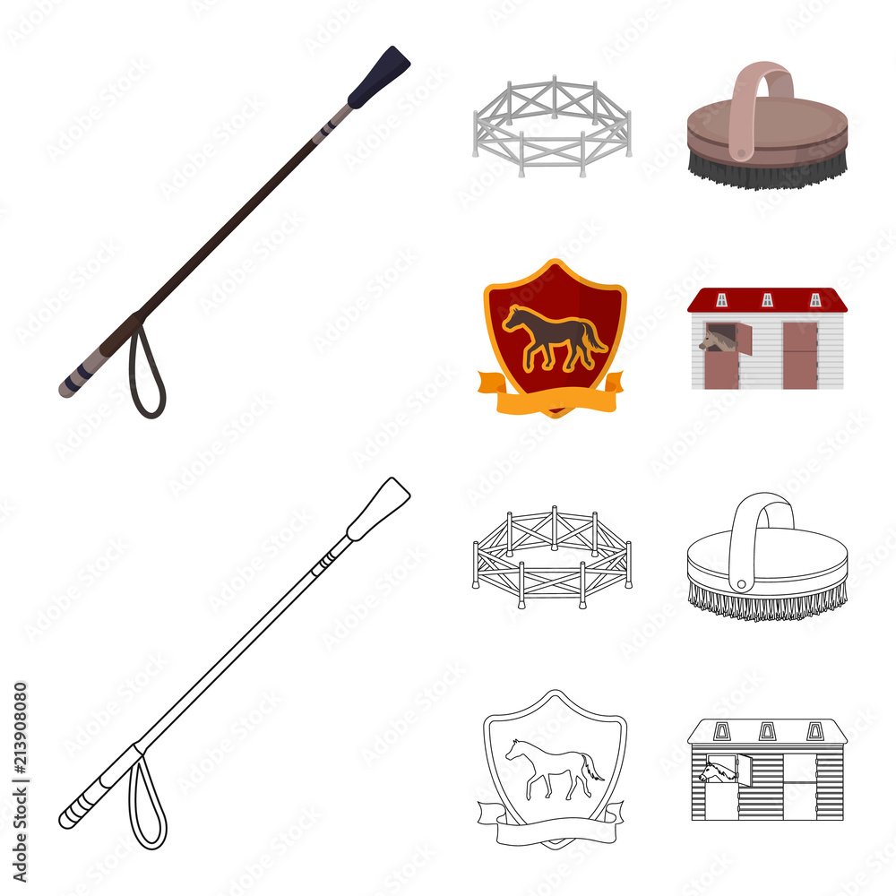 Aviary, whip, emblem, hippodrome .Hippodrome and horse set collection ...