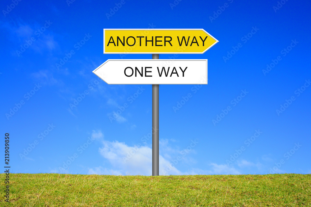 Schild Wegweiser zeigt One Way und Another way Stock Photo | Adobe Stock