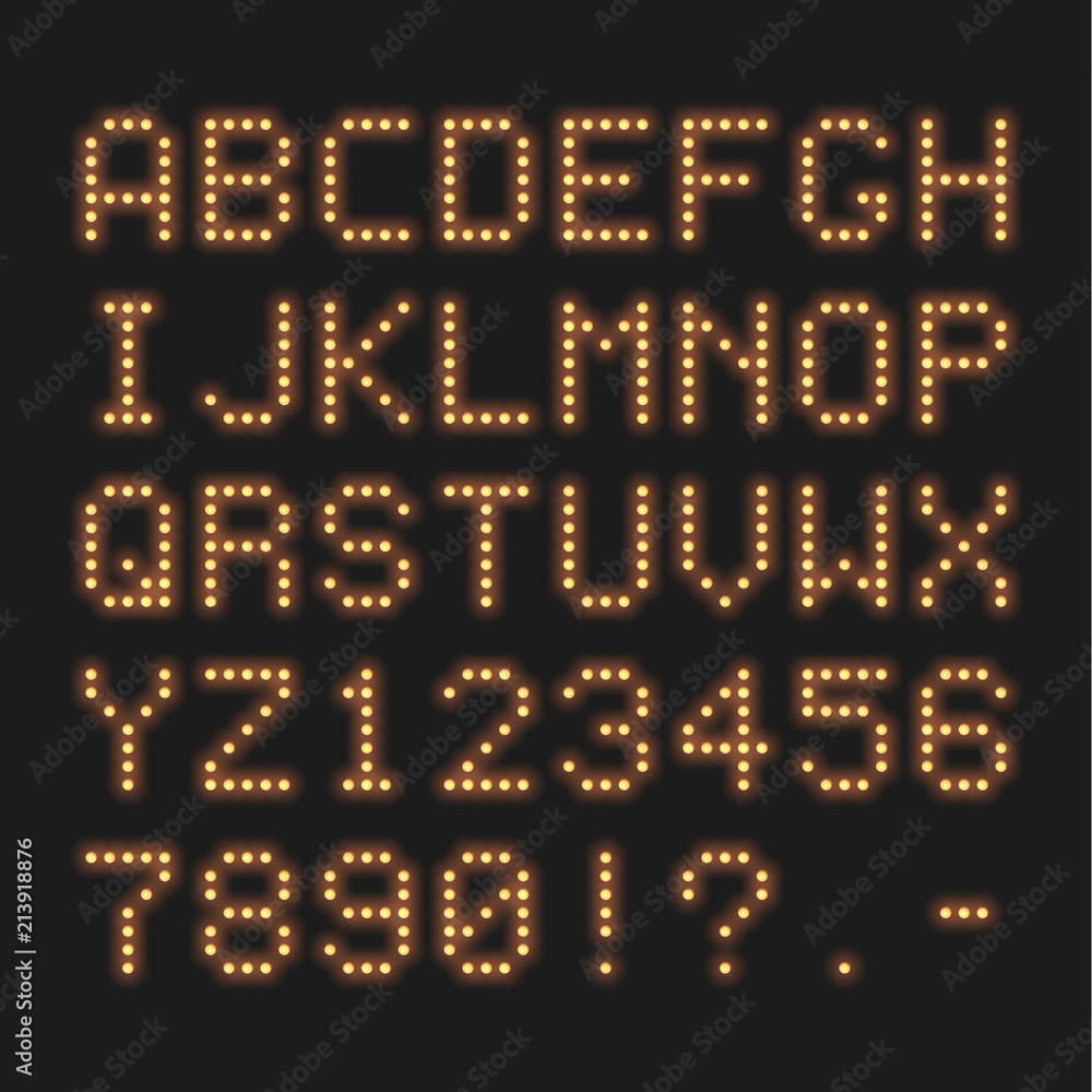 Retro style dotted led font. Vintage abc set. Stock Vector | Adobe Stock