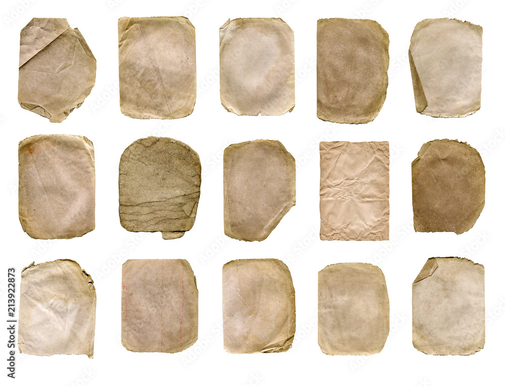 Paper set isolated on white. Old vintage paper set Stock Photo | Adobe ...