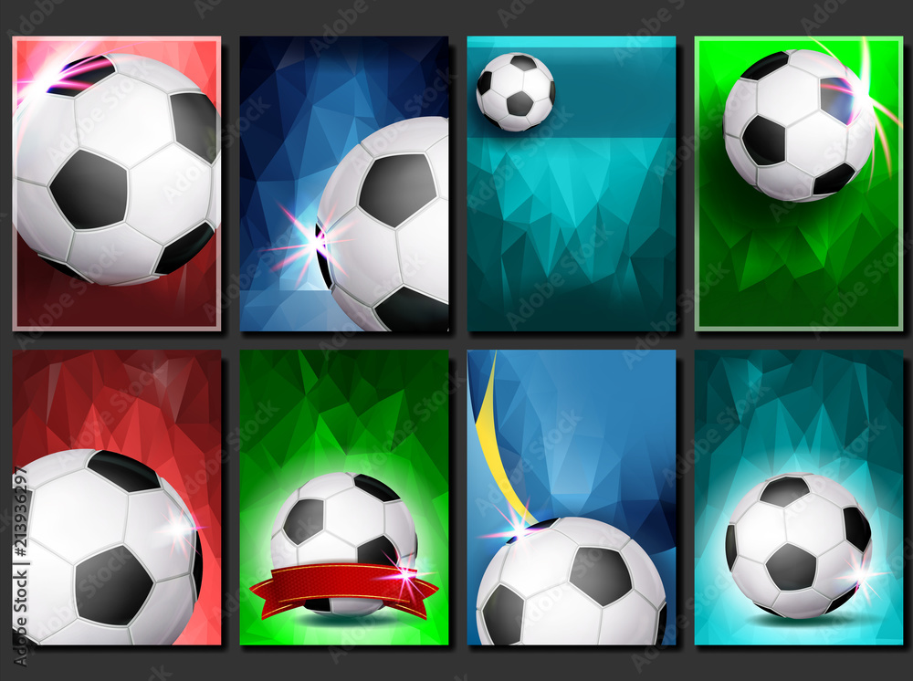 Soccer Game Poster Set Vector. Empty Template For Design. Modern Soccer ...