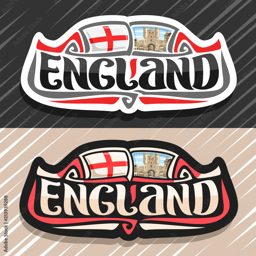 Vector logo for England, fridge magnet with english flag, original ...
